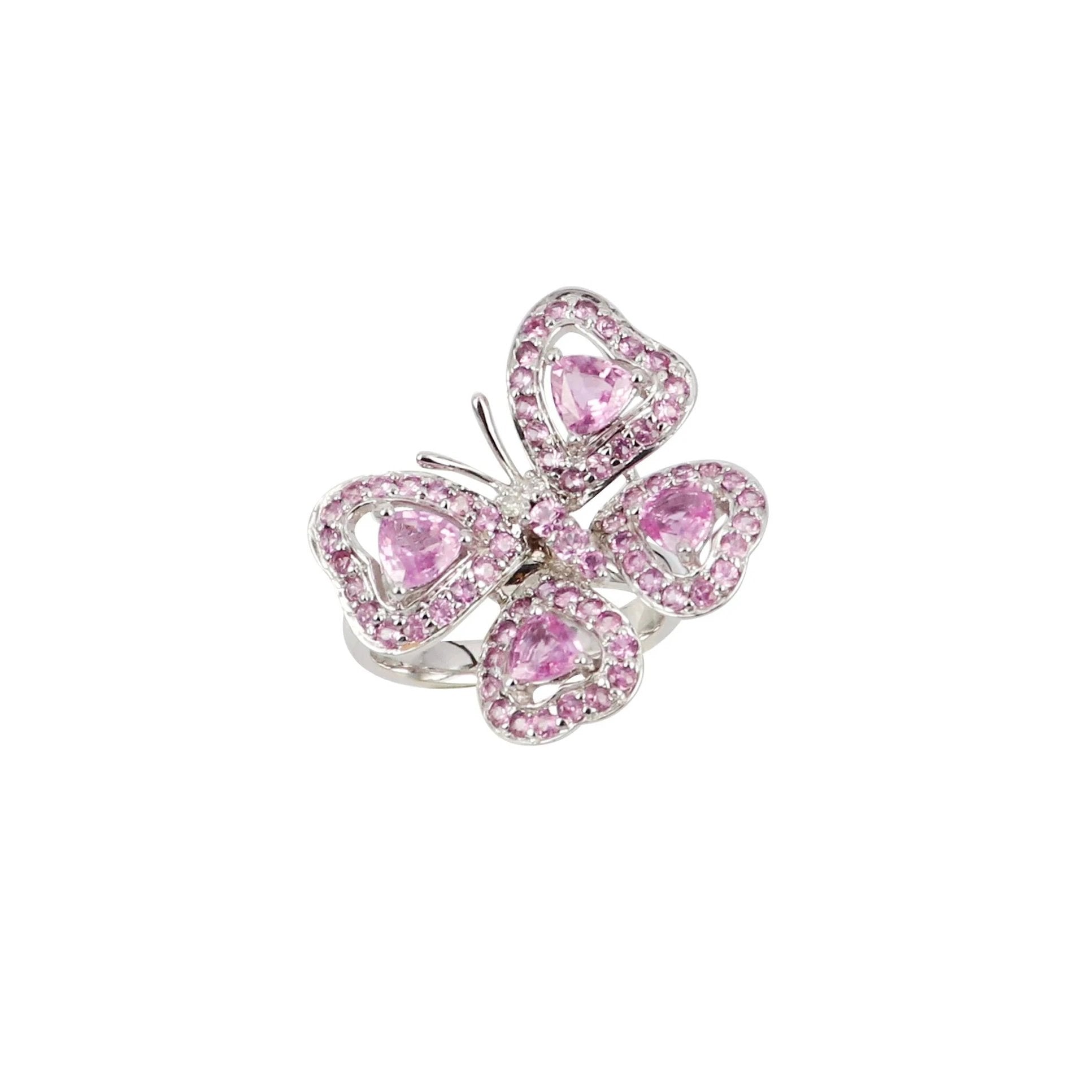 Pink Sapphire Butterfly Diamond Ring – Tayma Fine Jewellery